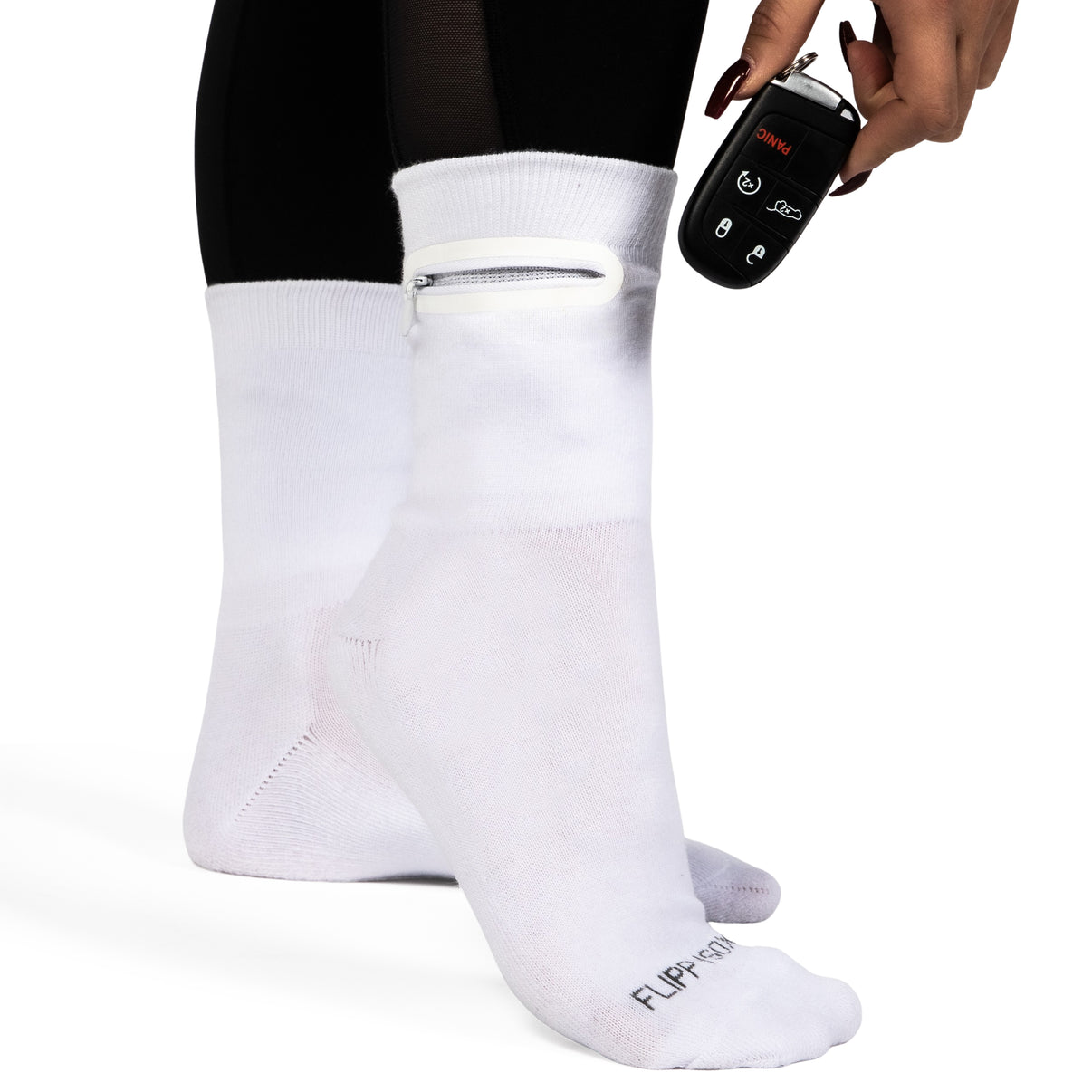 Zipper Sock Wallet - White Sock – FlippySox