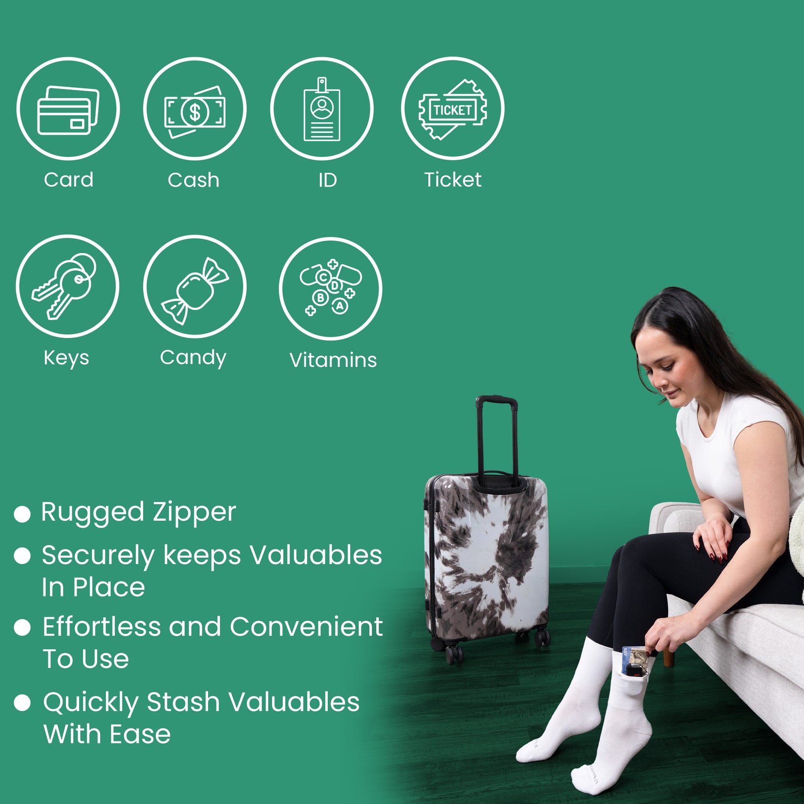 Zipper Sock Wallet - White Sock – FlippySox